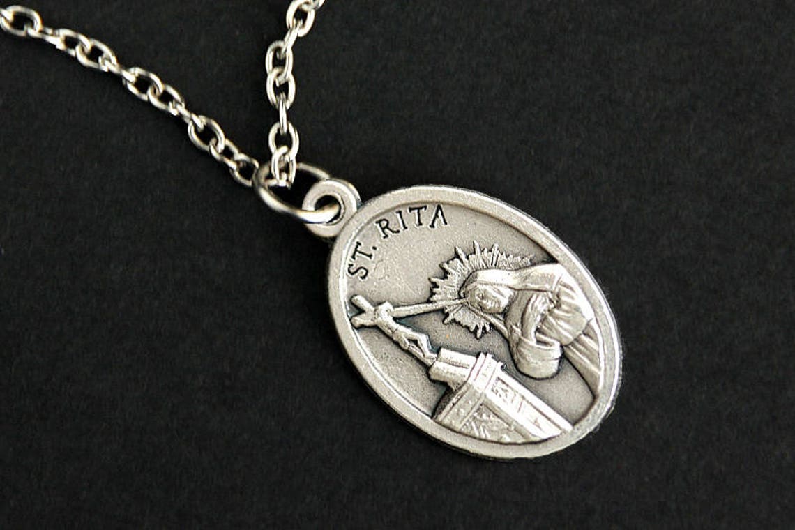 Saint Rita Medal Necklace. St Rita Necklace. Catholic - Etsy