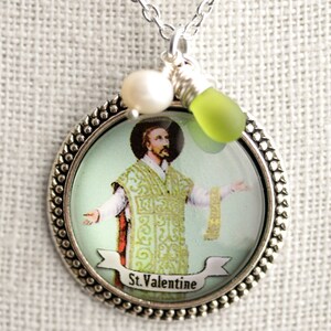 St Valentine Necklace. Saint Valentine Pendant With Fresh Water Pearl ...