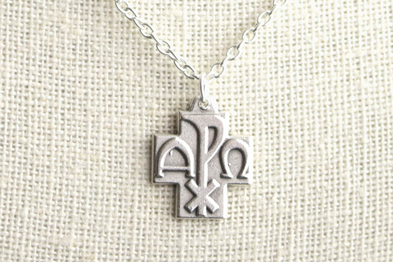Alpha Omega Medal Necklace. Alpha Omega Necklace. Catholic - Etsy UK