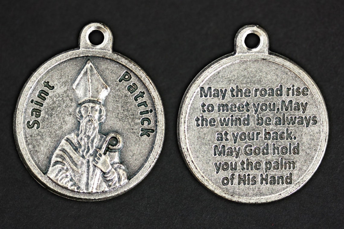 St Patrick Necklace. Patrick Prayer Necklace. Round Medal - Etsy