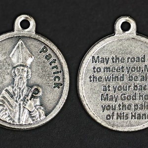 St Patrick Necklace. Patrick Prayer Necklace. Round Medal Necklace ...