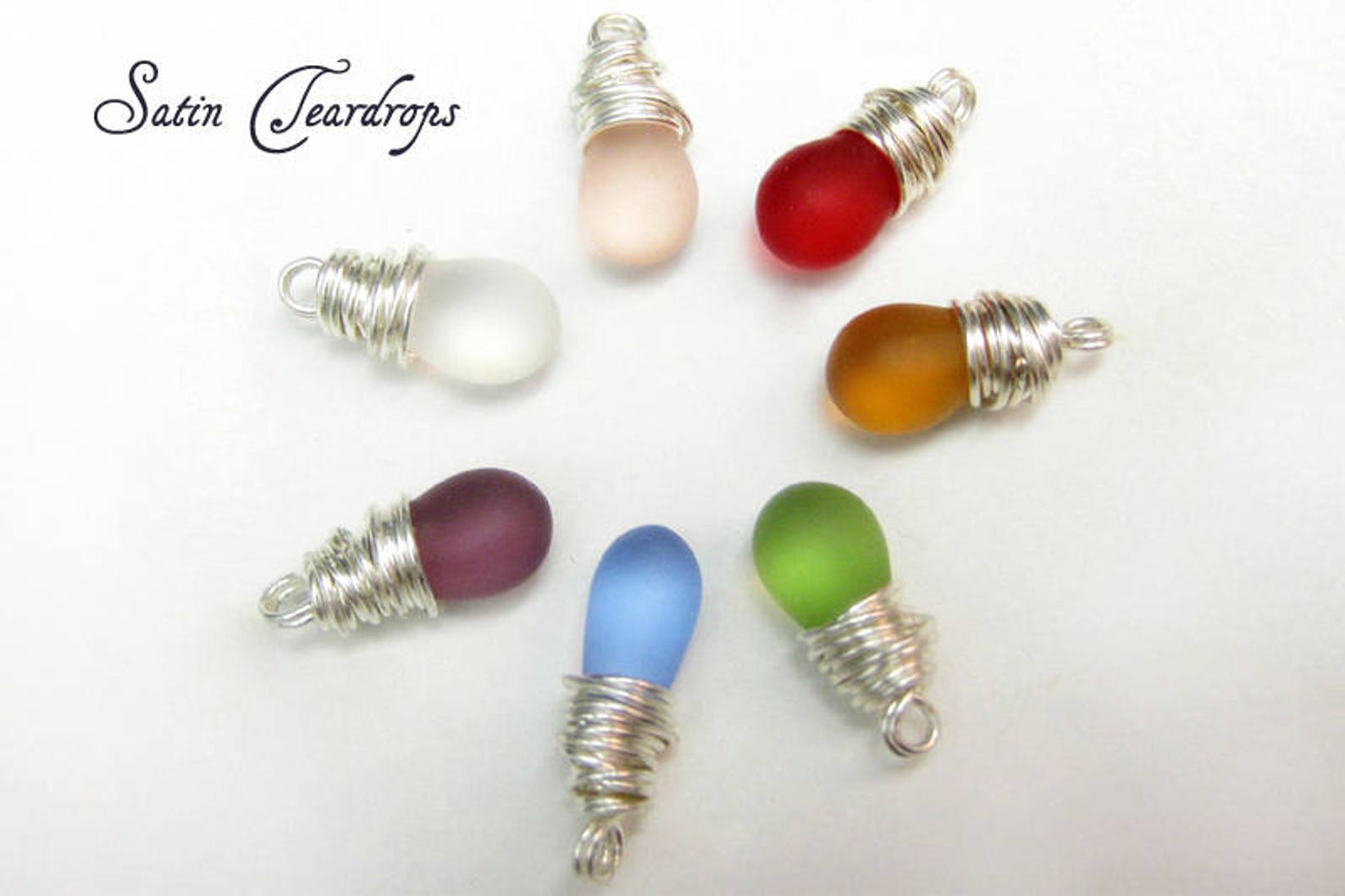 Glass Teardrop Charms. Wire Wrapped Teardrop Charms. Add-on - Etsy