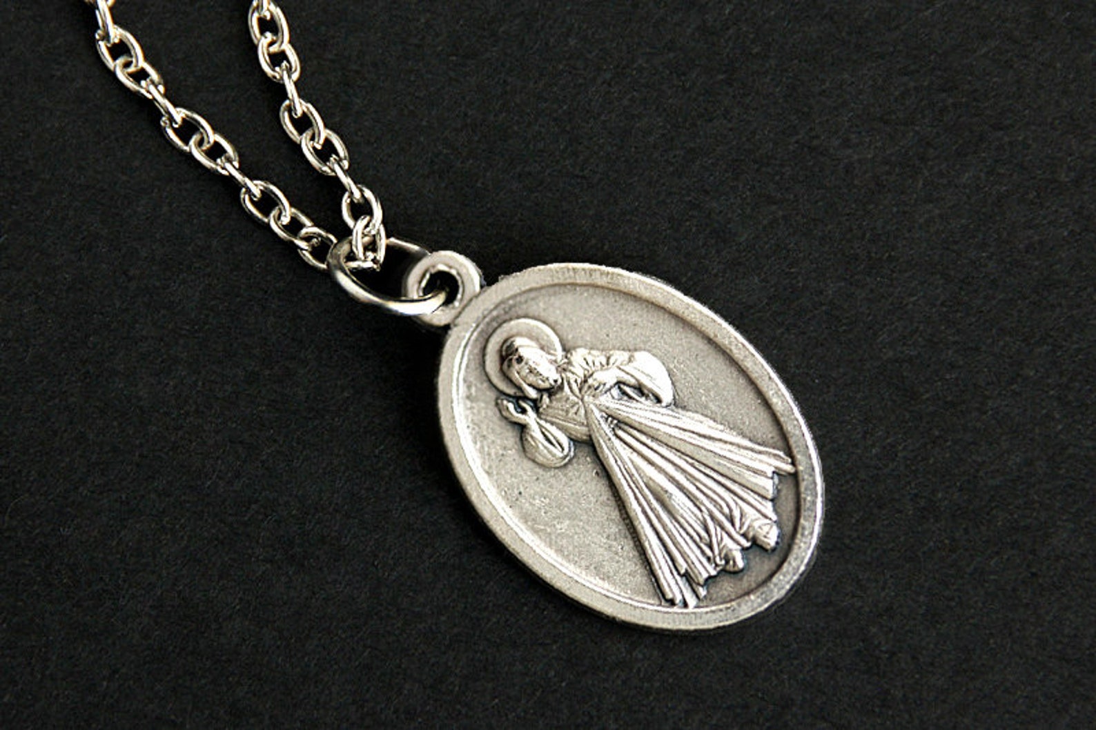 Divine Mercy Medal Necklace. Divine Mercy Necklace. Catholic Necklace ...