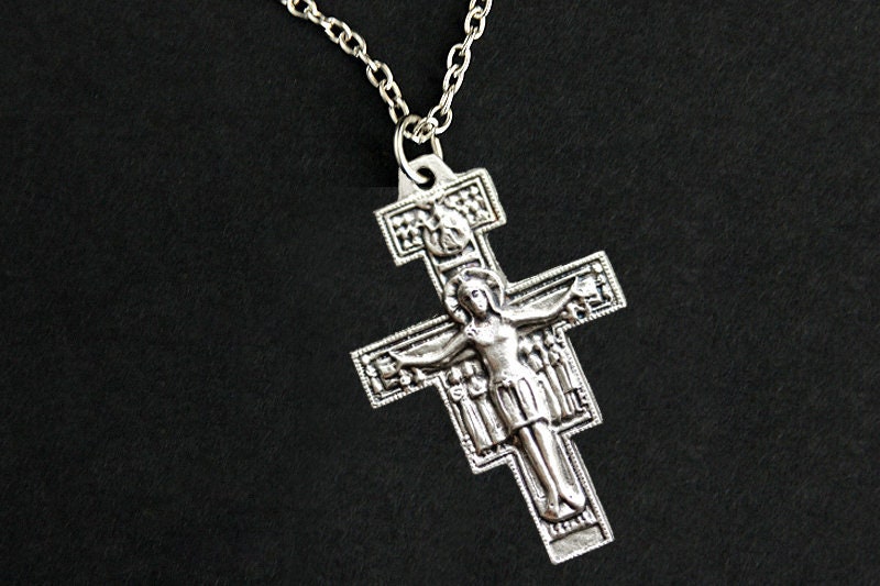 San Damiano Cross Necklace. San Damiano Crucifix Necklace. Catholic Necklace. Francis of Assisi Church Cross Necklace. Catholic Jewelry