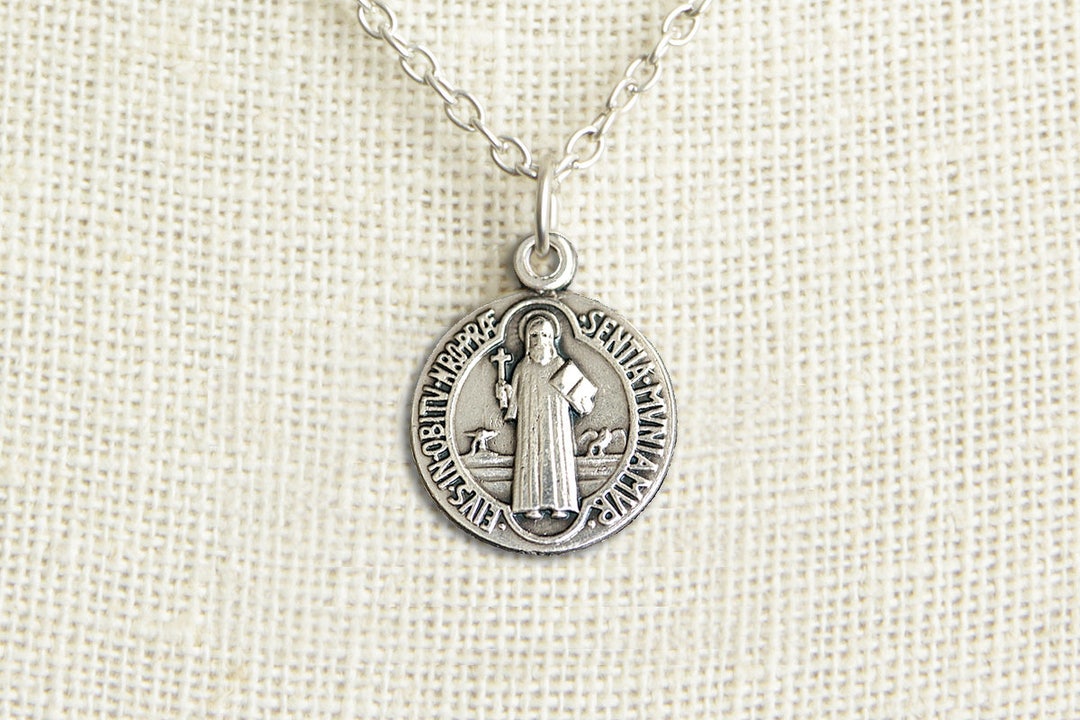 Saint Benedict Medal Necklace. St Benedict Necklace. Catholic Necklace ...