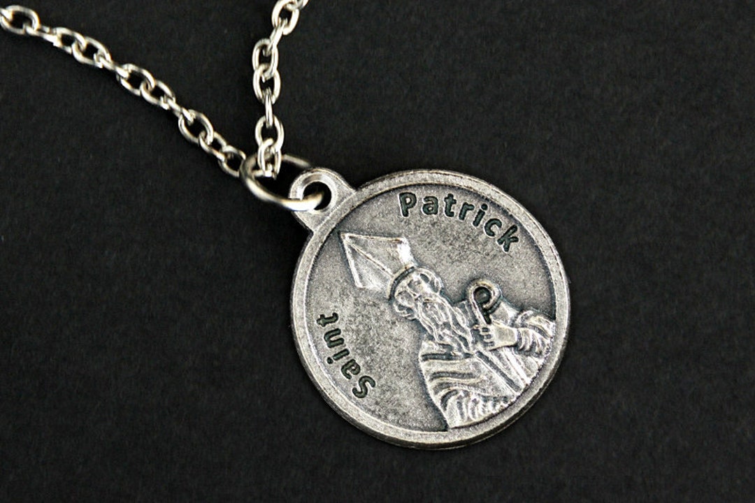 St Patrick Necklace. Patrick Prayer Necklace. Round Medal Necklace ...