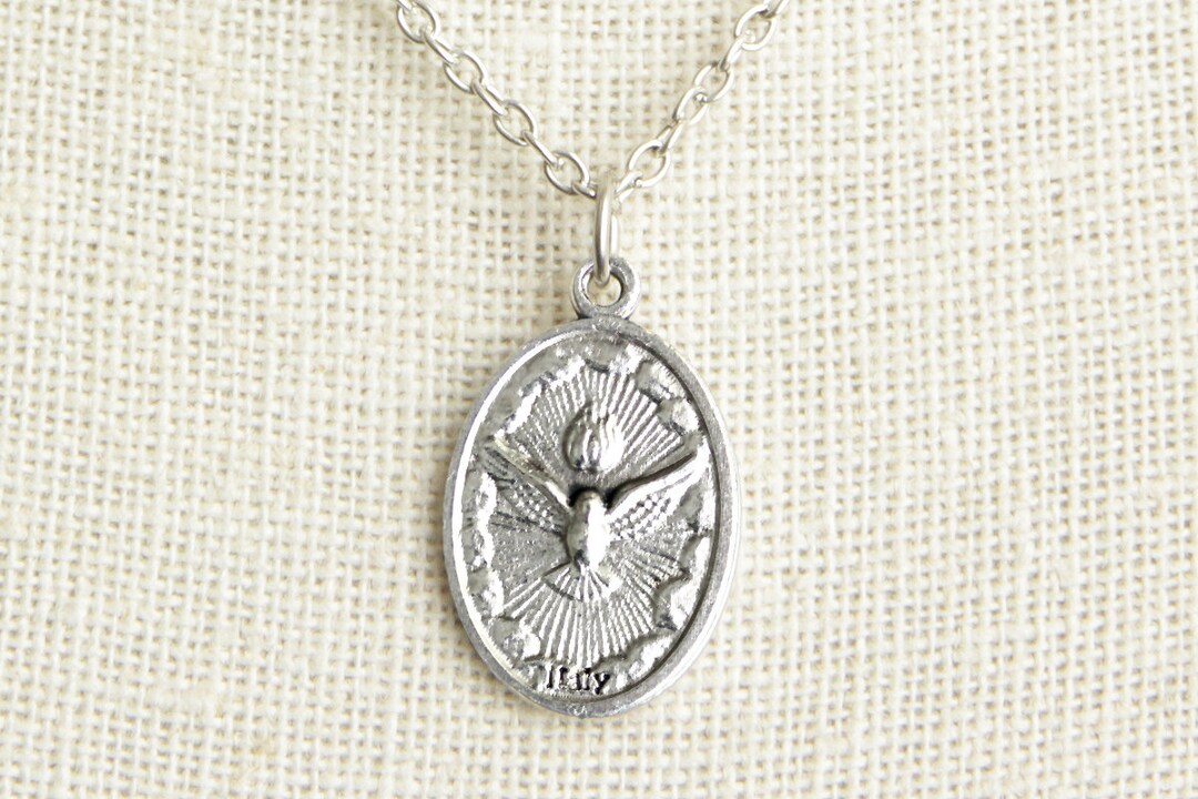 Holy Spirit Medal Necklace. Holy Spirit Necklace. Catholic Necklace ...