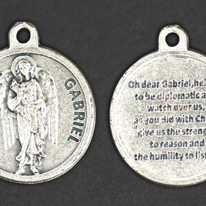 Archangel Gabriel Necklace. Saint Gabriel Prayer Necklace. Round Medal ...