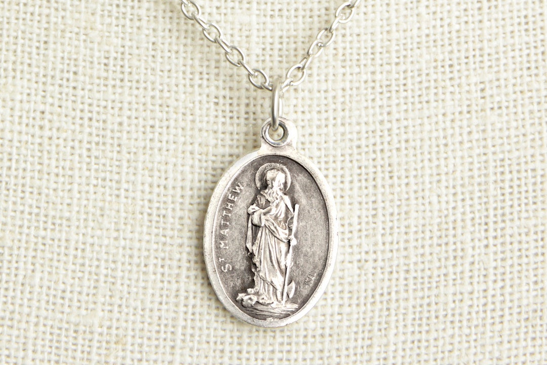 Saint Matthew Medal Necklace. St Matthew Necklace. Catholic Necklace ...