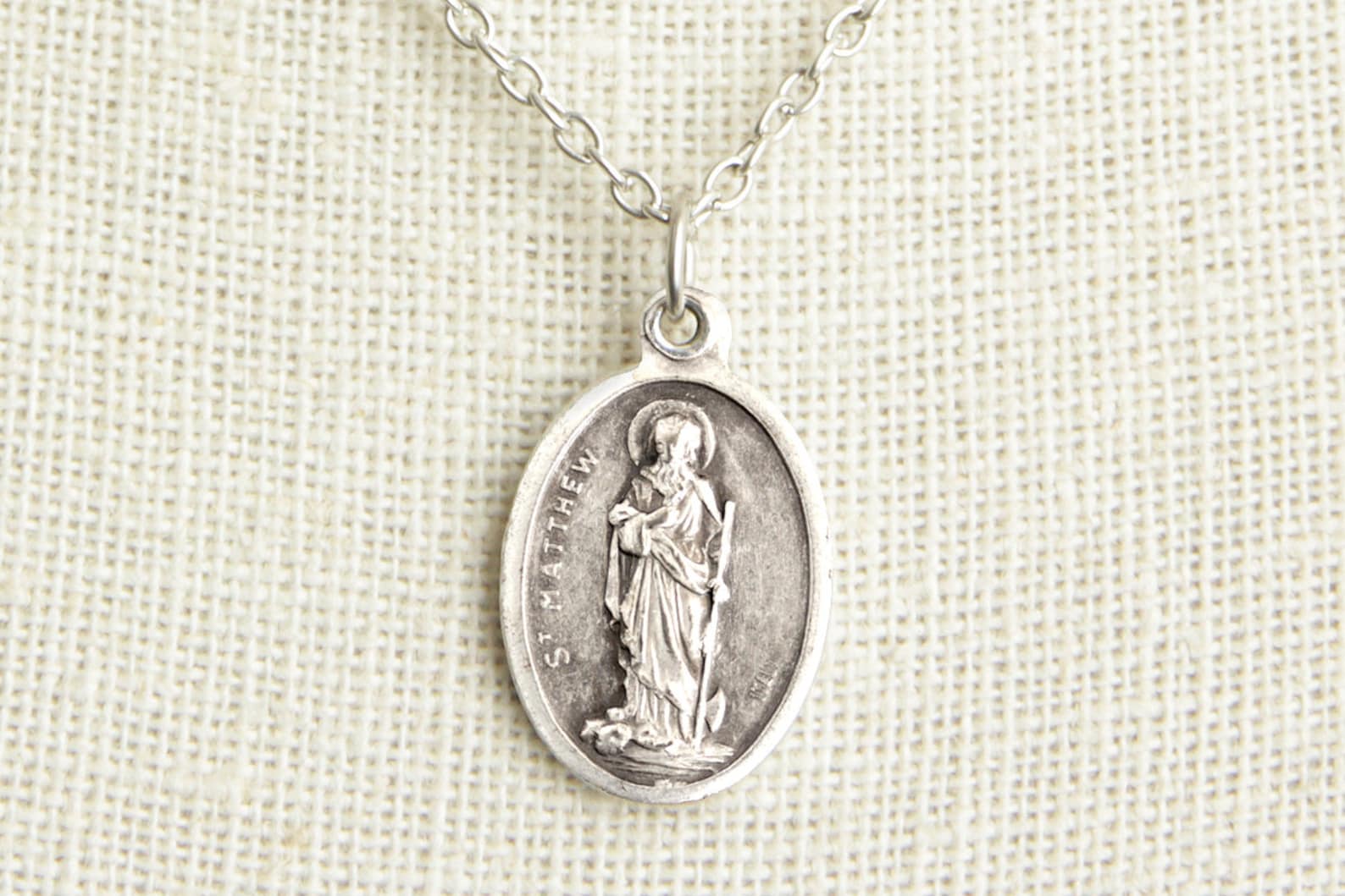 Saint Matthew Medal Necklace. St Matthew Necklace. Catholic Necklace ...
