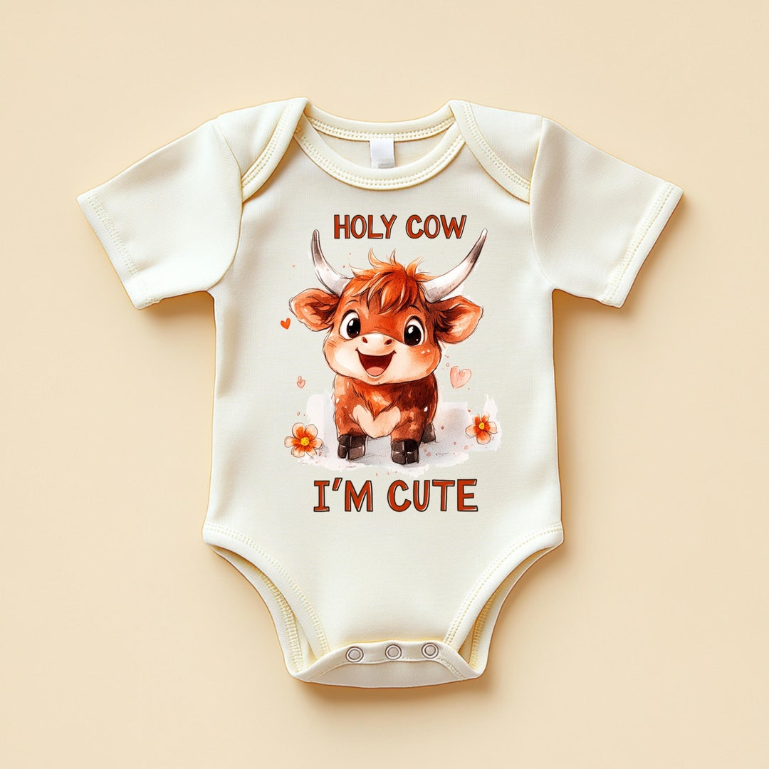 Holy Cow I'm Cute Onesie®, Highland Cow, Personalized Holy Cow I'm Cute ...