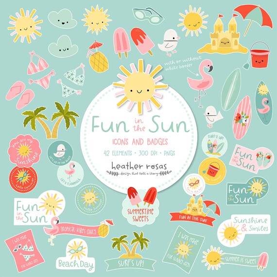 Summer Digital Stickers Summer Printable Stickers Summer - Etsy