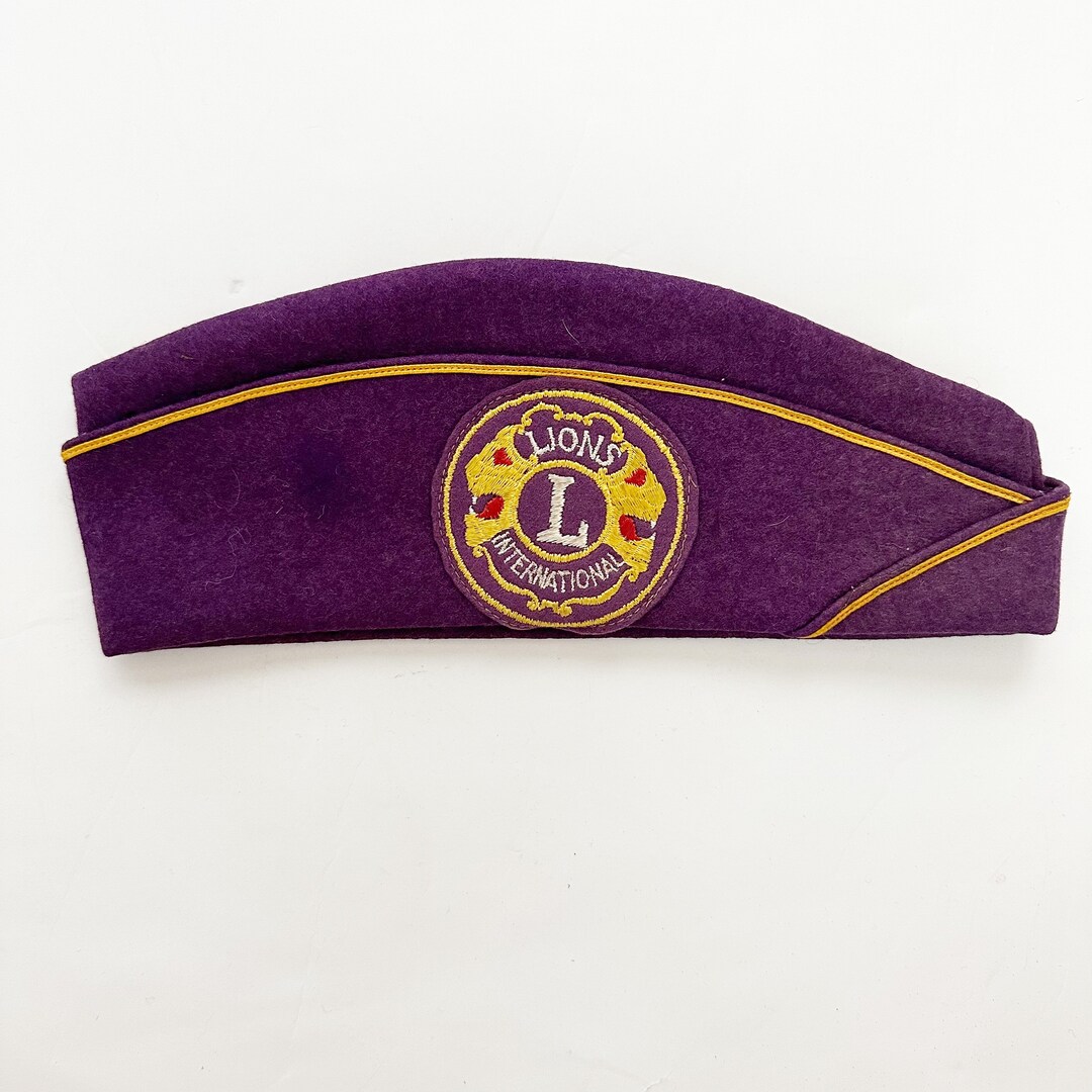 Vintage International Fulton Lions Club Purple Gold Felt HAT Fairchild ...