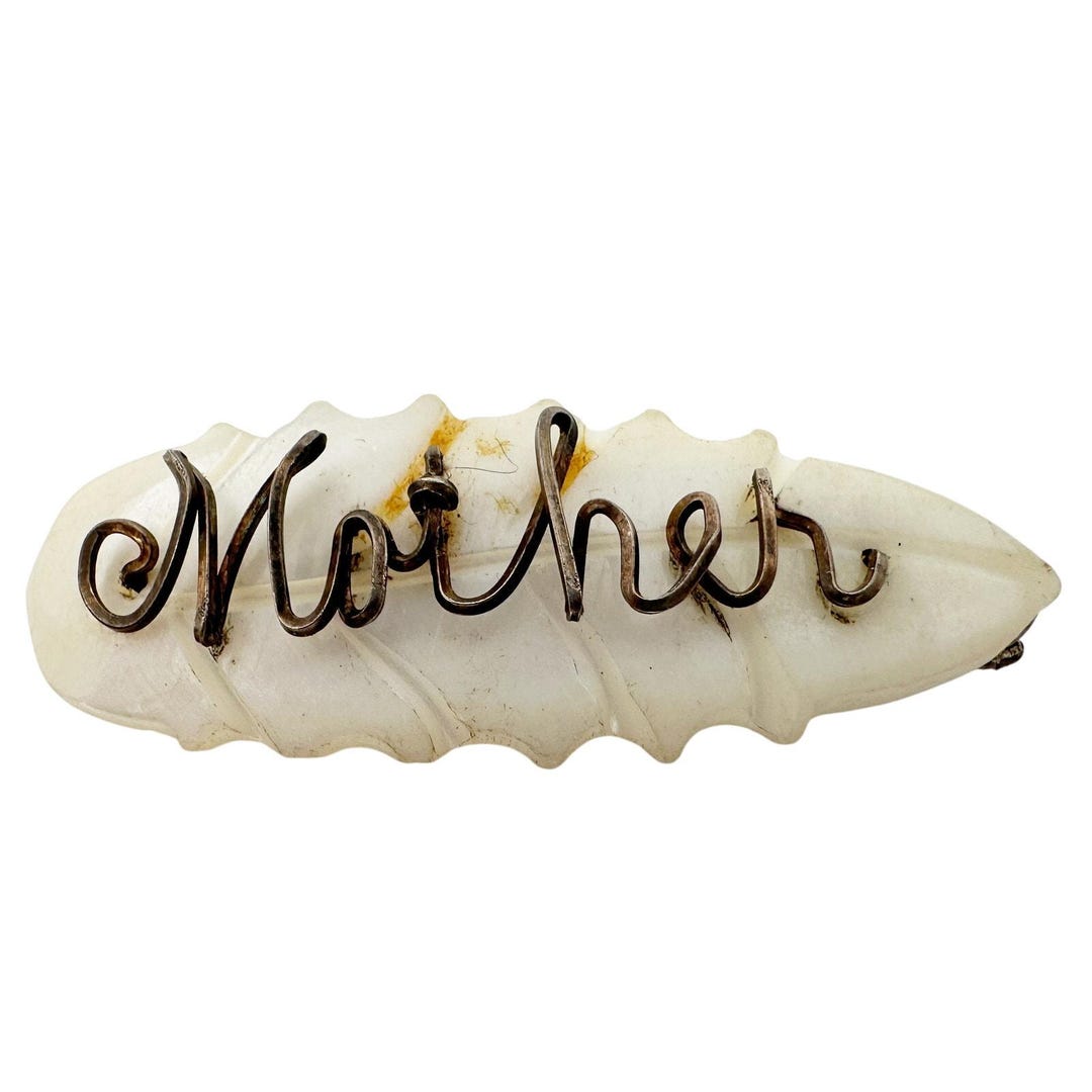Vintage Script Wire "mother" of Pearl Necklace PENDANT - Etsy