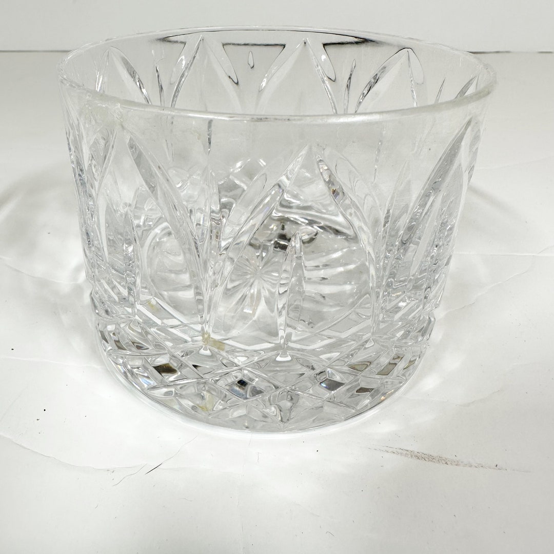 Vintage Atlantis Chartres Cut Glass Round Puff Box Vanity Jar Blown ...