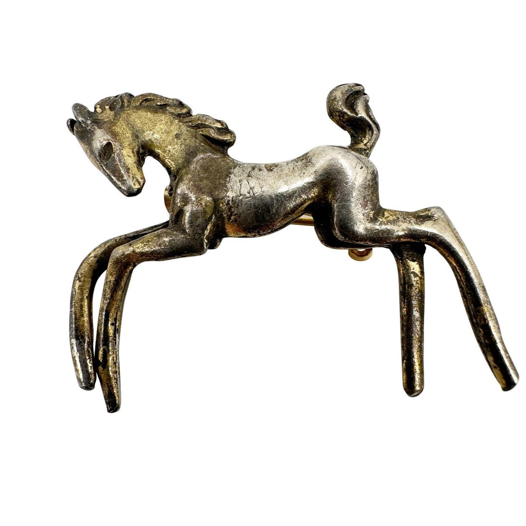 Vintage Prancing Foal Horse Silver Metal BROOCH Jewelry Pin - Etsy