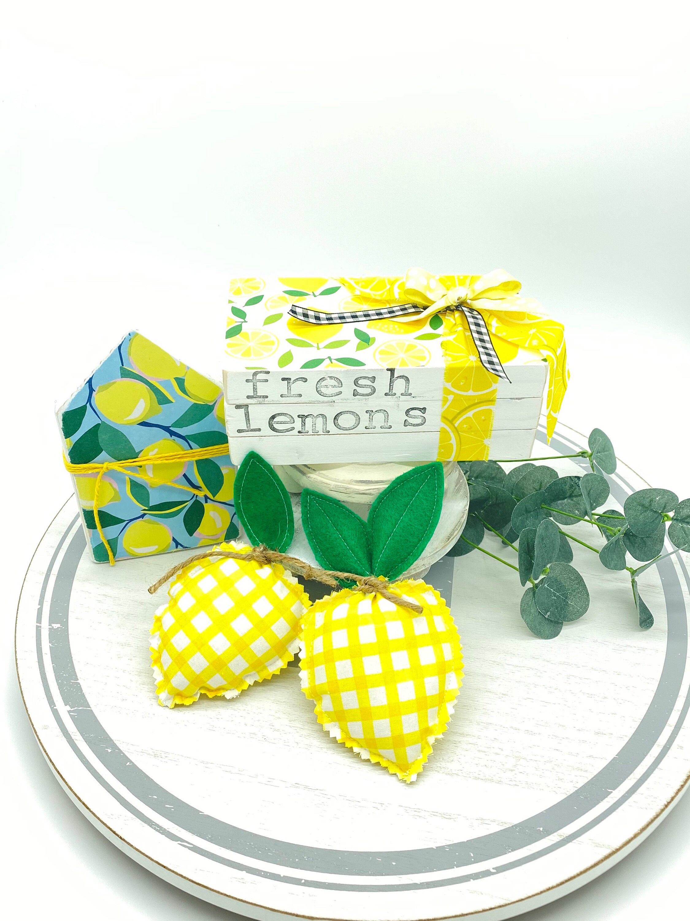 Mini Lemons Pillow Lemon Tiered Tray Lemons Decor | Etsy