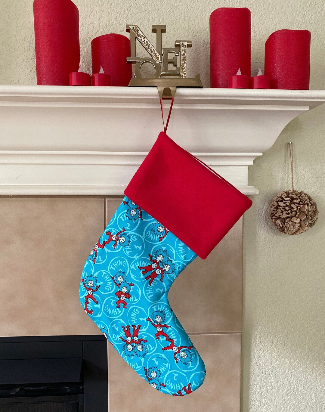 Dr Suess Christmas Stocking, Christmas Stocking, Dr Suess 1 Thing 2 ...