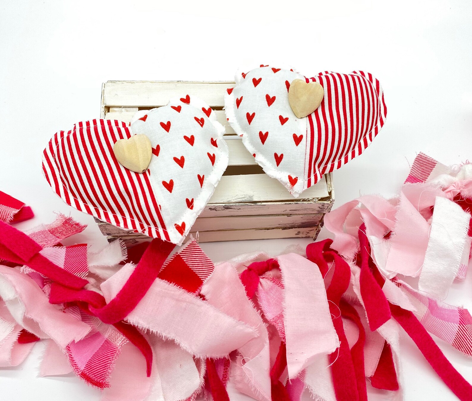 Valentine's Day Hearts Farmhouse Fabric Hearts | Etsy