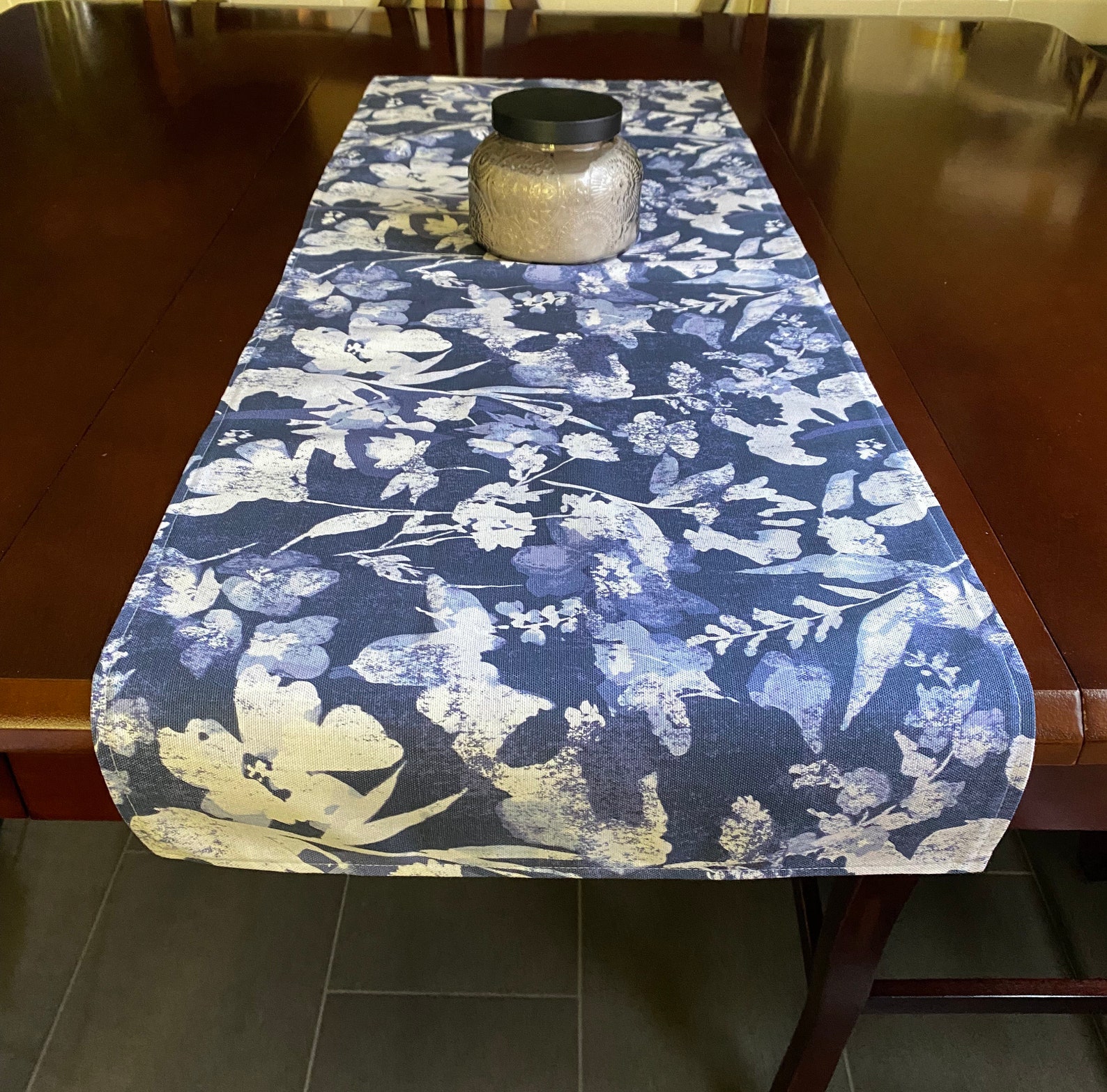 Blue Floral Table Runner/blue Farmhouse Decor/ Farmhouse - Etsy
