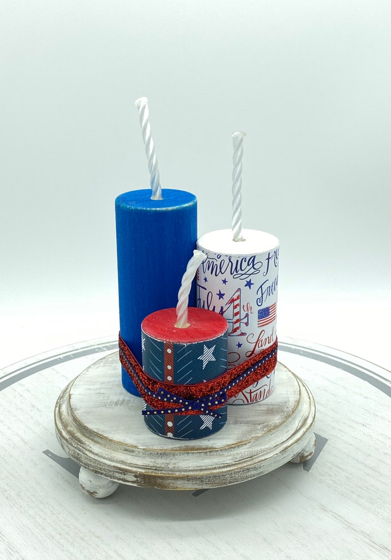 Wooden Firecrackers Set of 3 Wooden Firecrackers 4th of July - Etsy