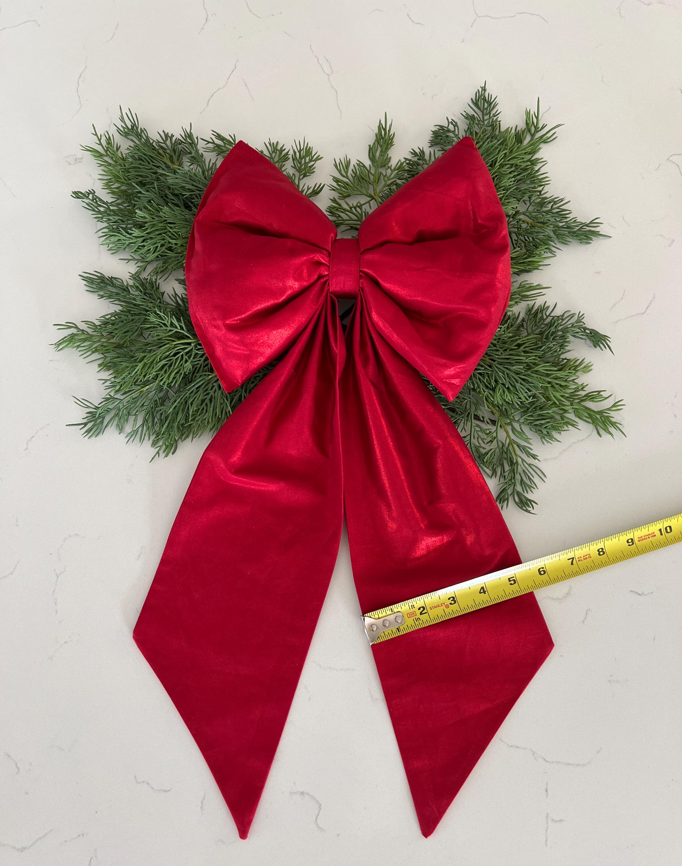 Red Christmas Bow, Door Hanging Bow, Christmas Wreath Bow, Big Fabric ...