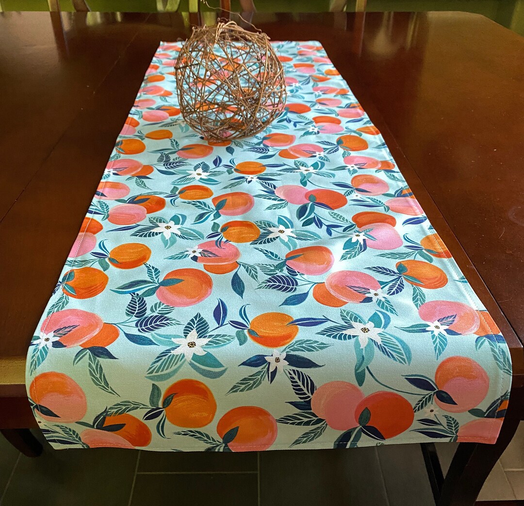 Peach Table Runner /peaches on Branch Table Runner/ Farmhouse Kitchen ...