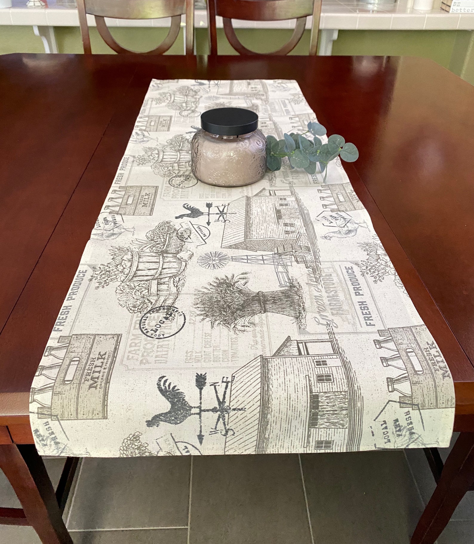 Farmhouse Table Runner /modern Table Runner/ Farmhouse Kitchen Decor ...