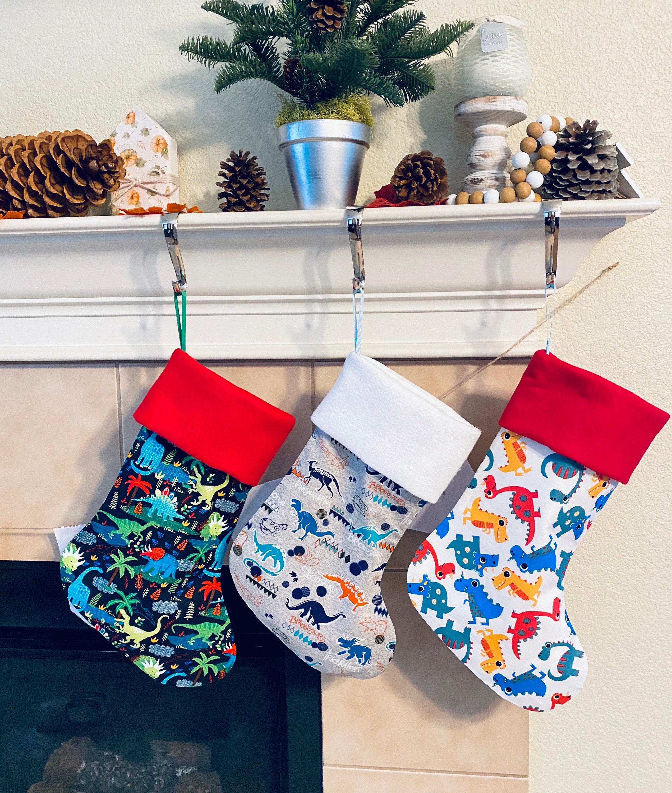 Dinosaur Christmas Stocking Christmas Stocking Dino Child | Etsy