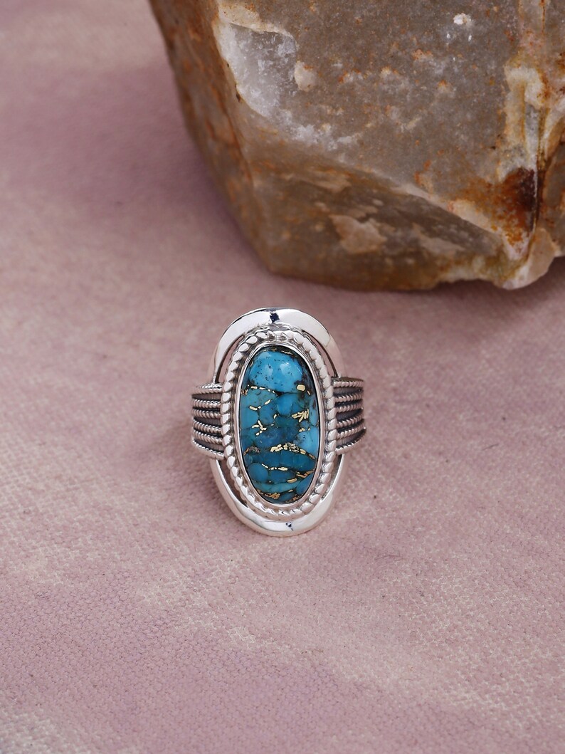 Blue Copper Turquoise Gemstone Solid 925 Sterling Silver - Etsy