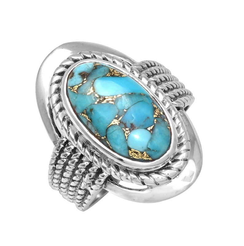 Blue Copper Turquoise Gemstone Solid 925 Sterling Silver - Etsy