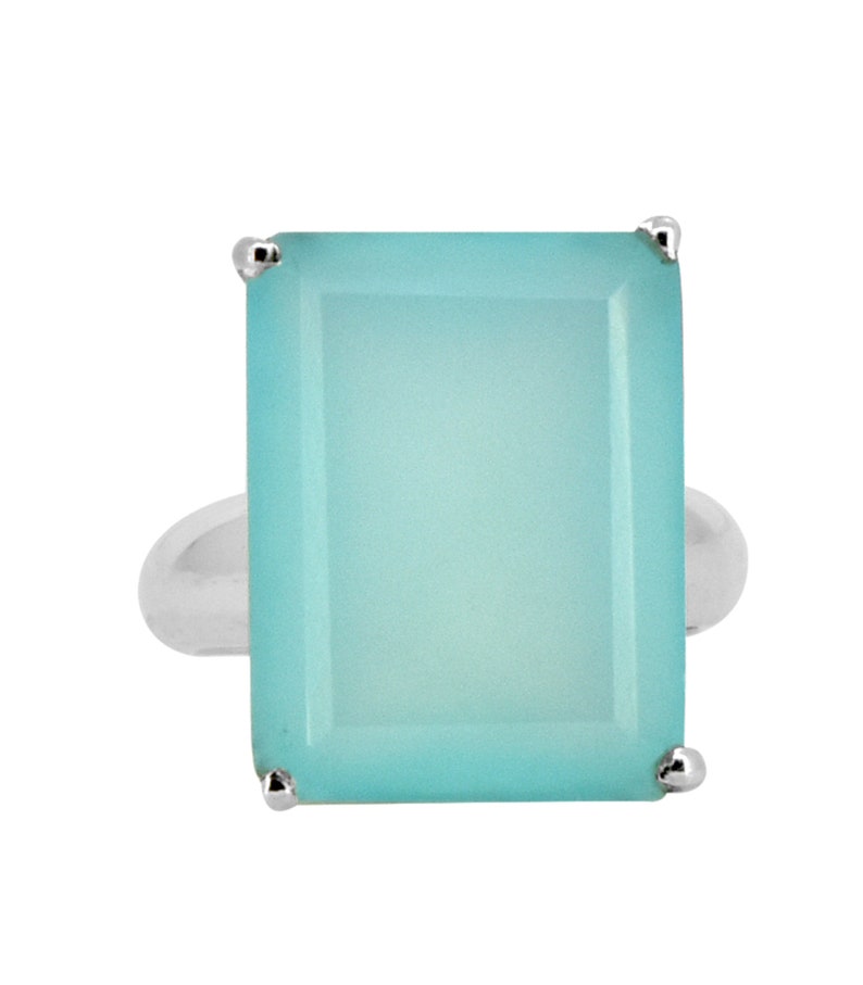 Aqua Chalcedony Gemstone Solid 925 Sterling Silver Designer | Etsy