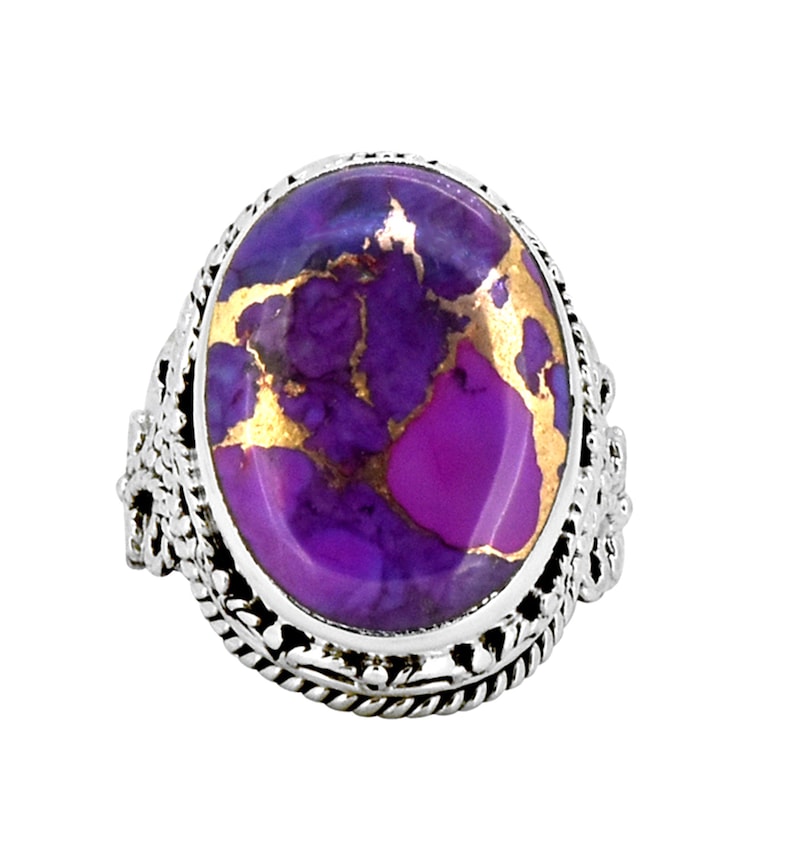 Purple Copper Turquoise Gemstone Solid 925 Sterling Silver - Etsy