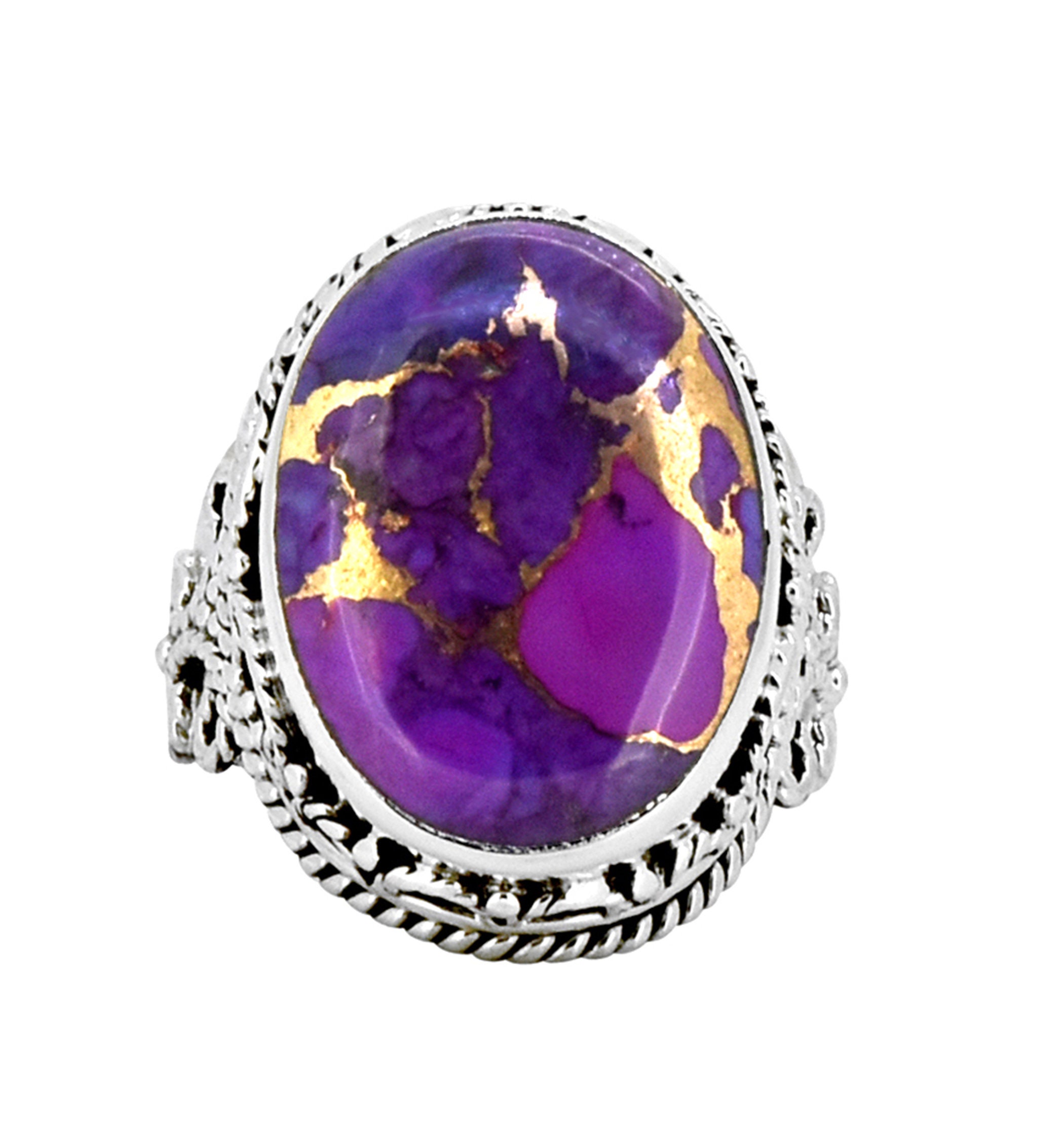 Purple Copper Turquoise Gemstone Solid 925 Sterling Silver | Etsy