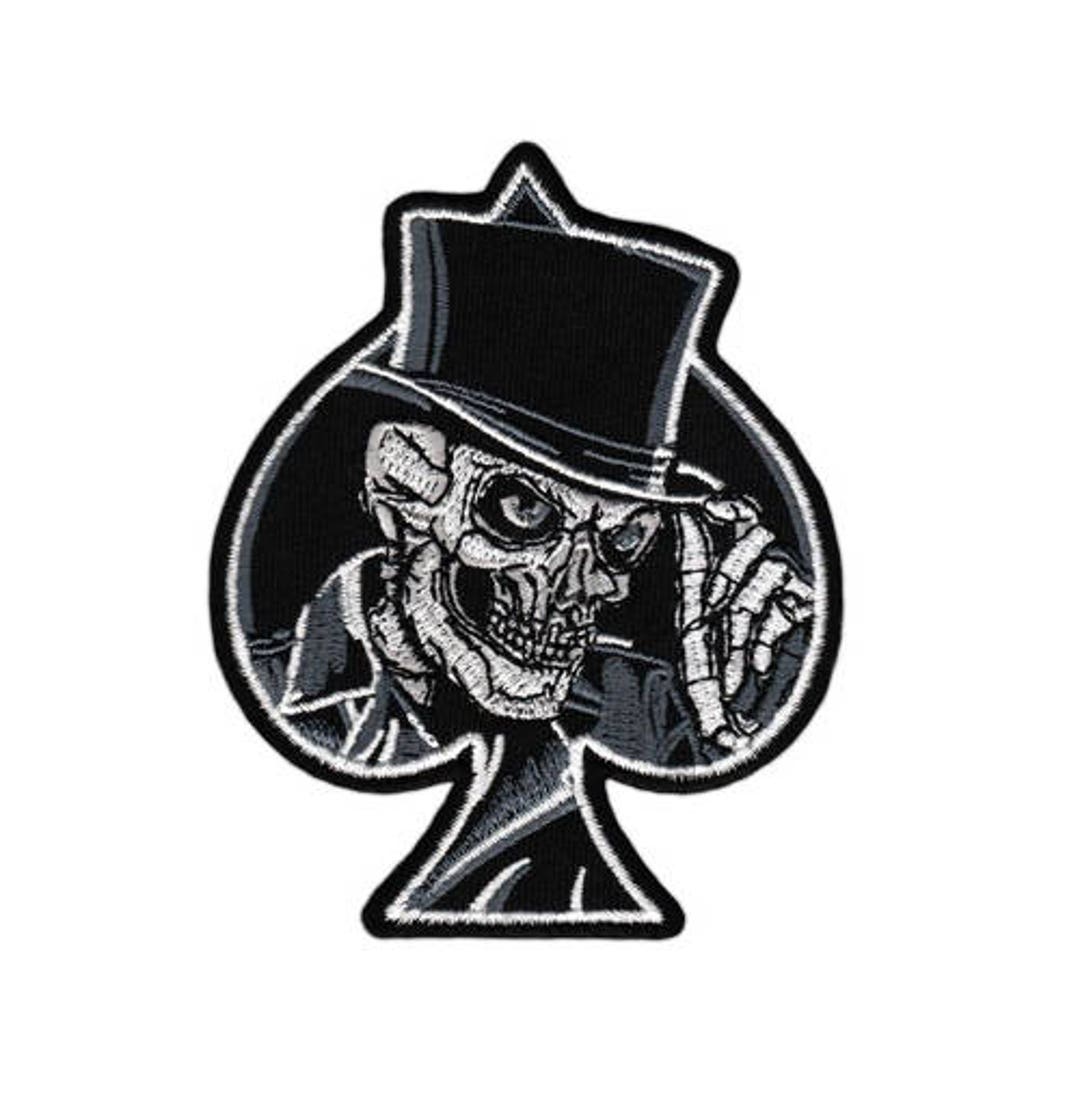 Ah41 Skull Cylinder Spade Biker Tattoo Patch Iron-on Application Patch ...