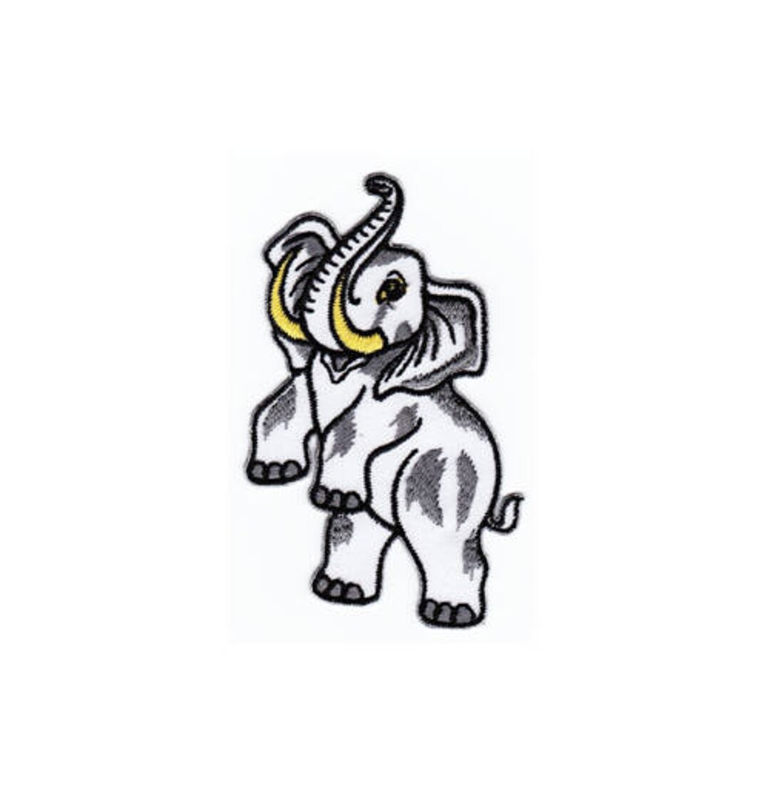 Ap19 Elephant White Circus Zoo Patch Brown Animal Children Iron-on ...