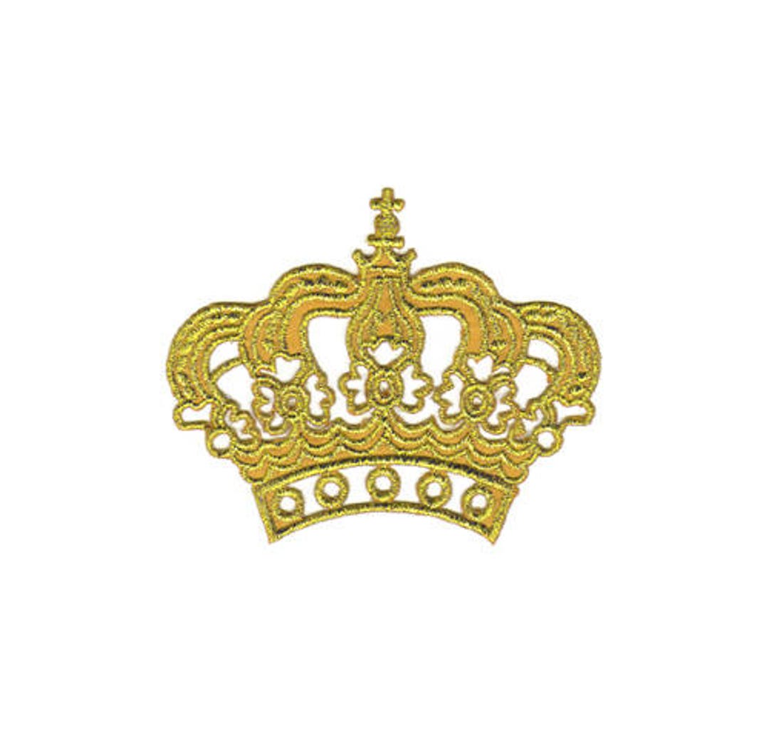 Au54 Crown Gold Glitter Children Princess Patch Iron-on Application ...