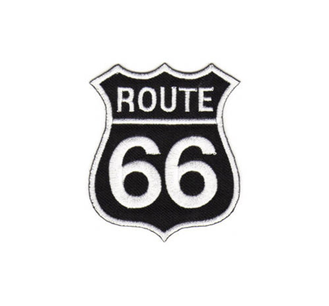 Au80 Route 66 Black White USA Biker Motorcycle Cowl Patch Iron-on ...