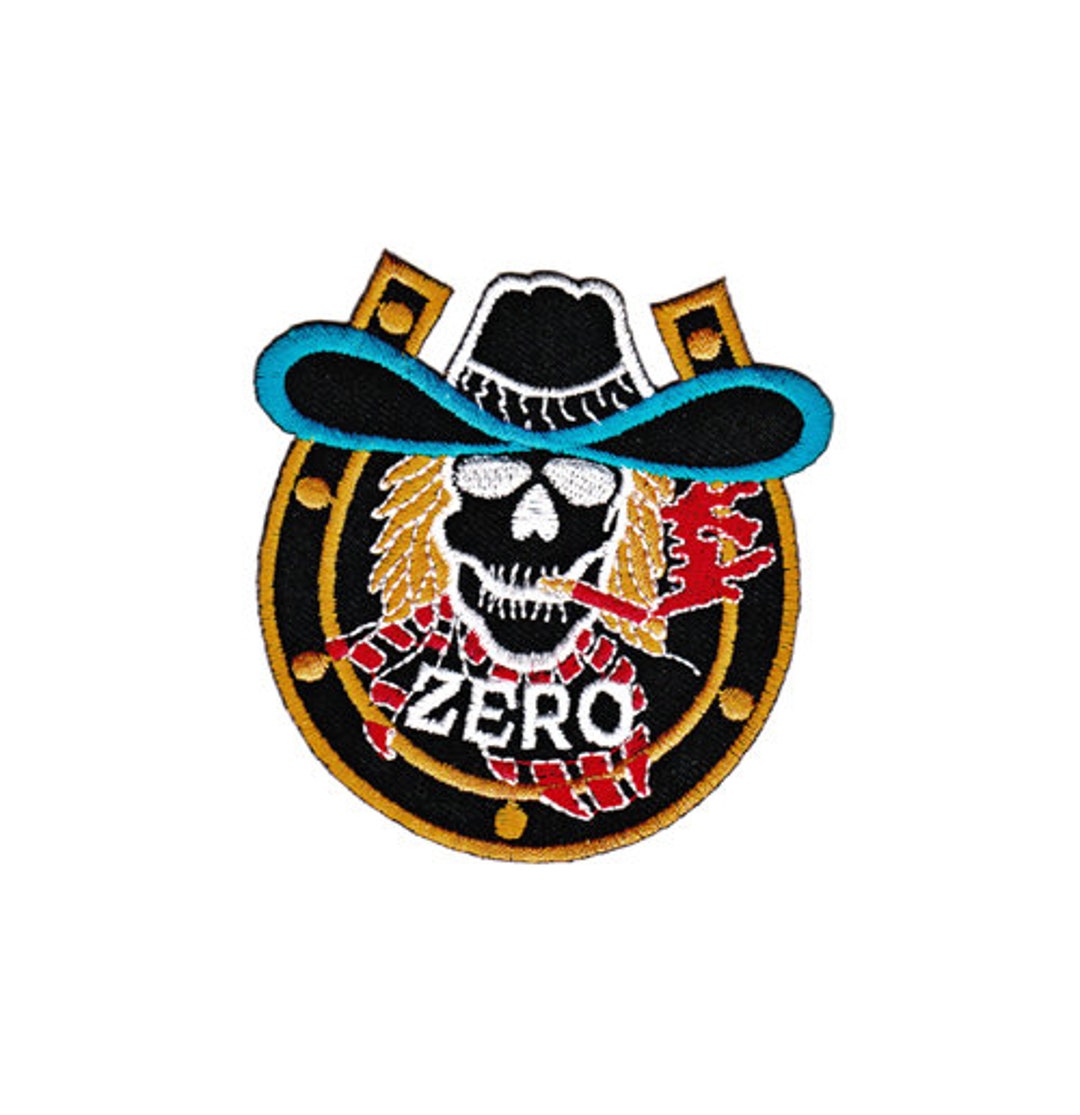 Bf06 Skull Zero Horseshoe Hat Tattoo Biker Skull Patch Iron-on ...