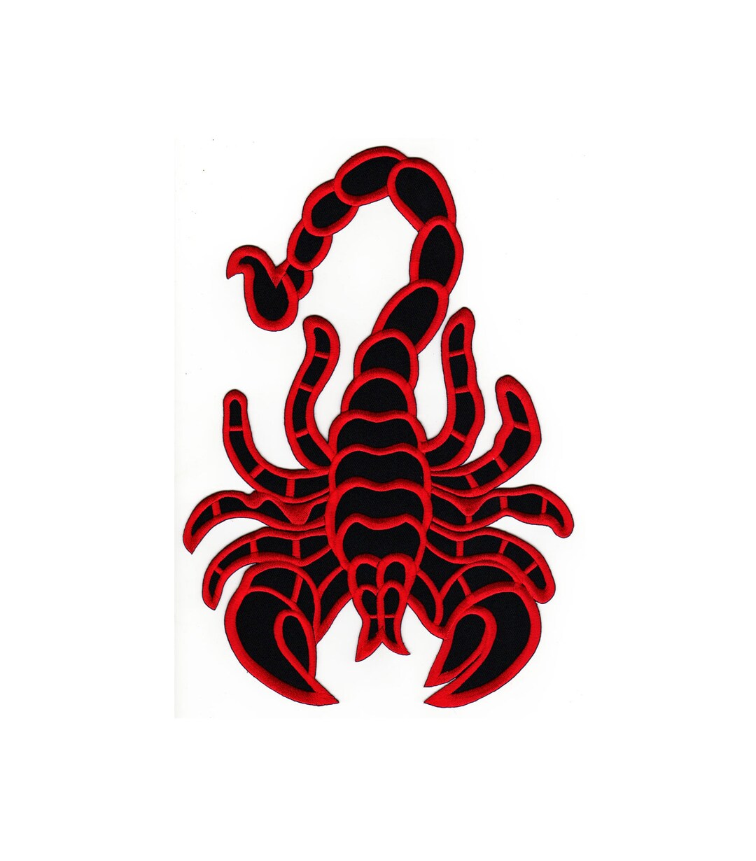 Backpatch05 Scorpion Red Large Patch Back Patch Biker Cowl Iron-on Application Patch Size 20.0 X ...