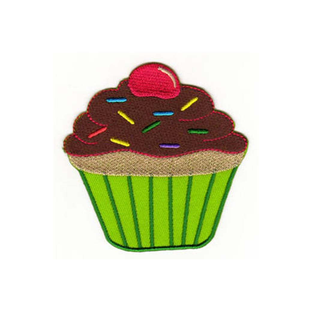 Ah31 Cup Cake Green Tart Sweets Patch Food Iron-on Applique Patch Size ...