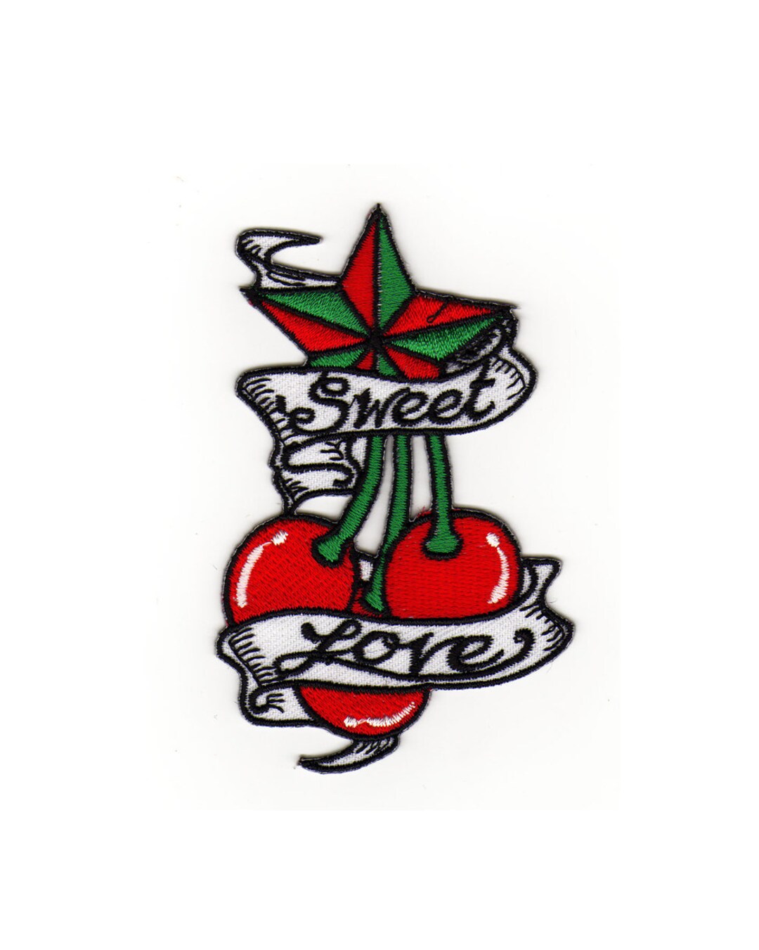 Af56 Sweet Love Cherry Red Star Rockabilly Patch Iron-on Applique Patch ...