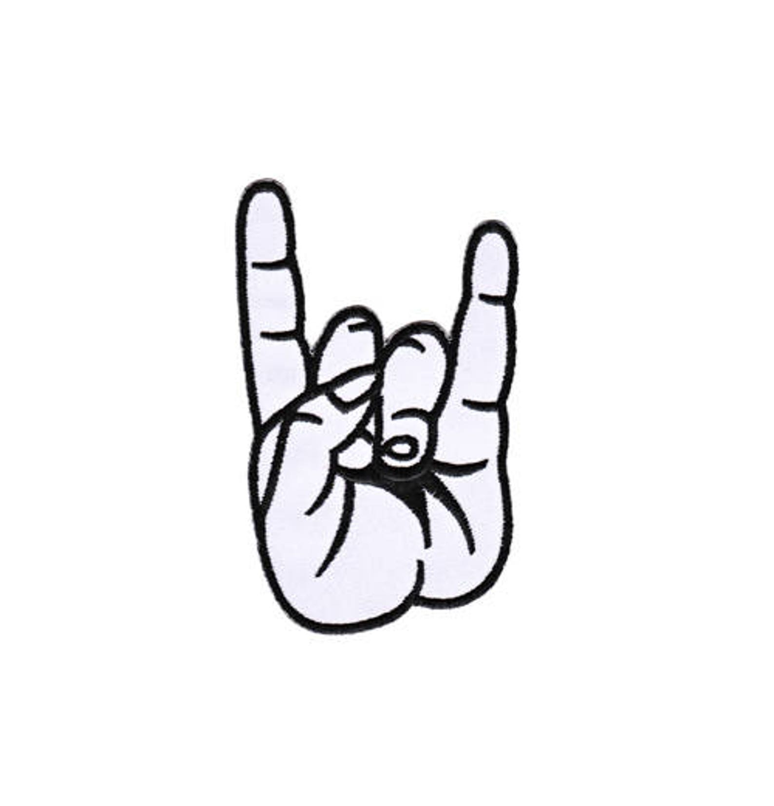 Be31 Metal Hand Weiß Handzeichen Mano Cornuta Rock Biker Kutte | Etsy