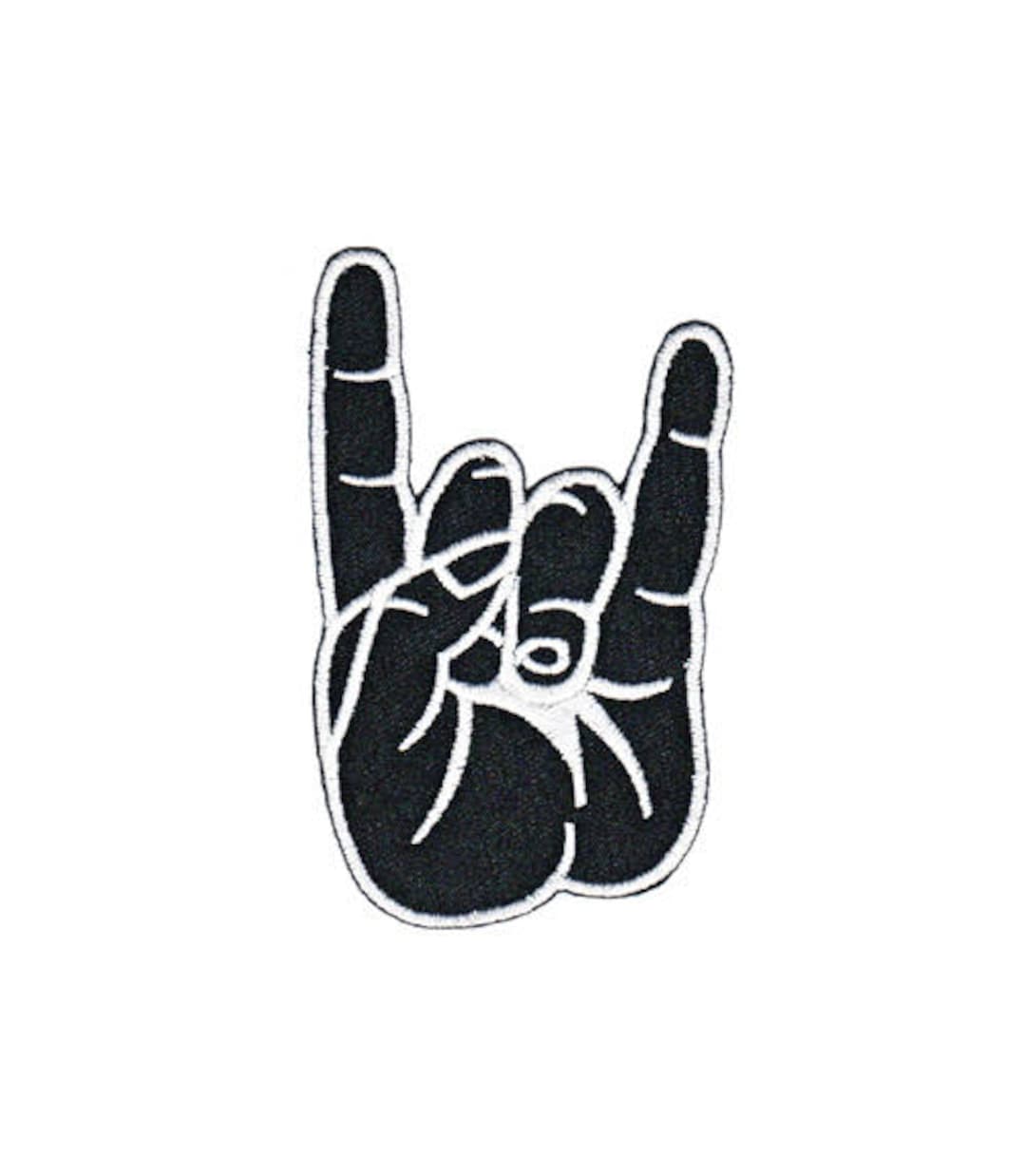 As14 Metal Hand Schwarz Handzeichen Mano Cornuta Rock Biker Kutte ...