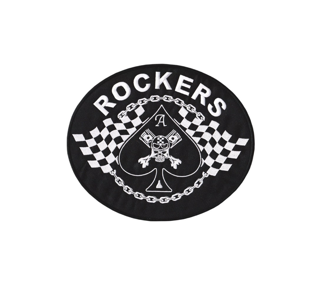 Backpatch#50 Rockers Spade Flag Skull Large Patch Back Patch Biker Cowl ...