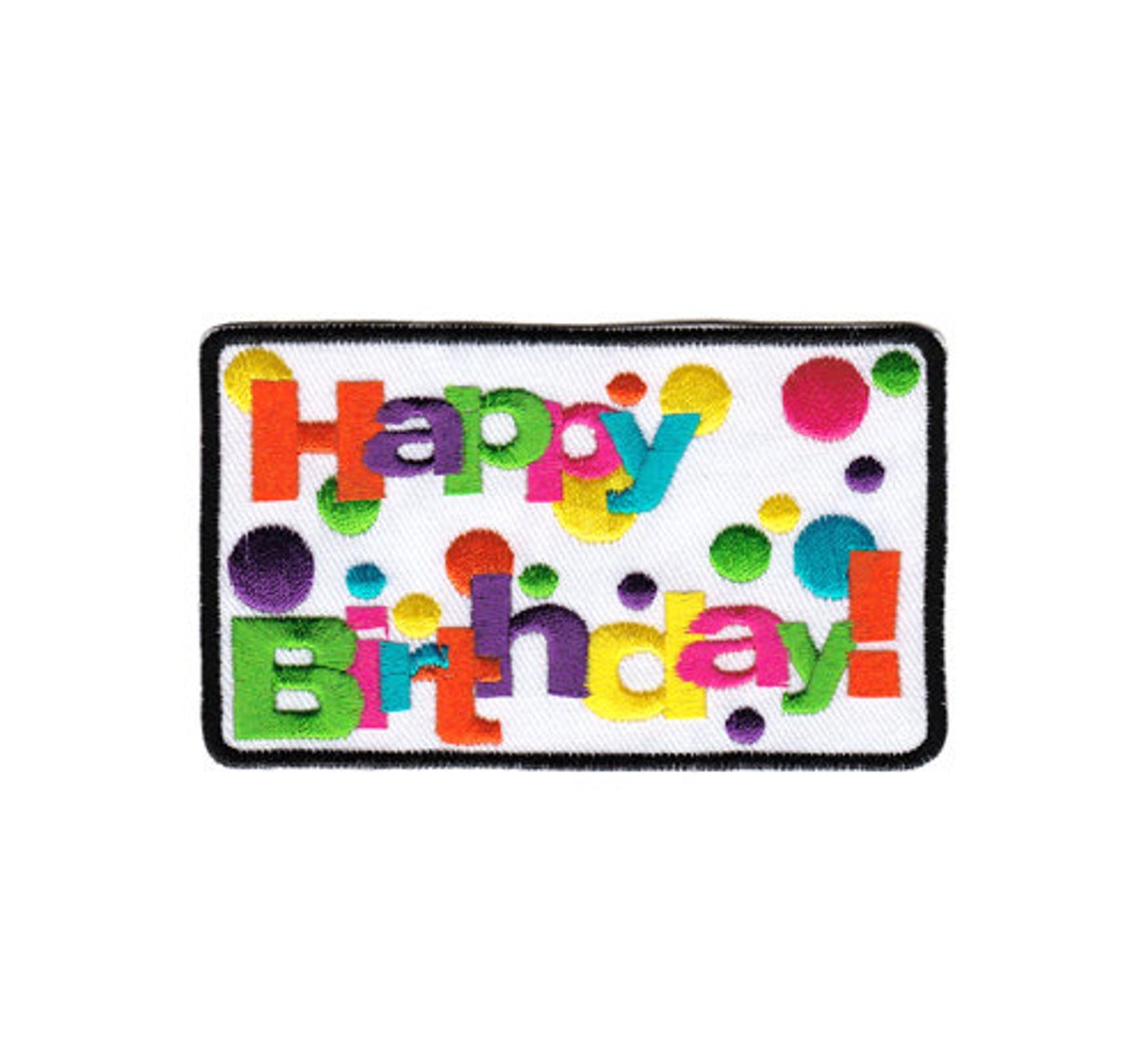 Bf77 Happy Birthday! Colorful Patch Sayings English Iron-on Applique ...