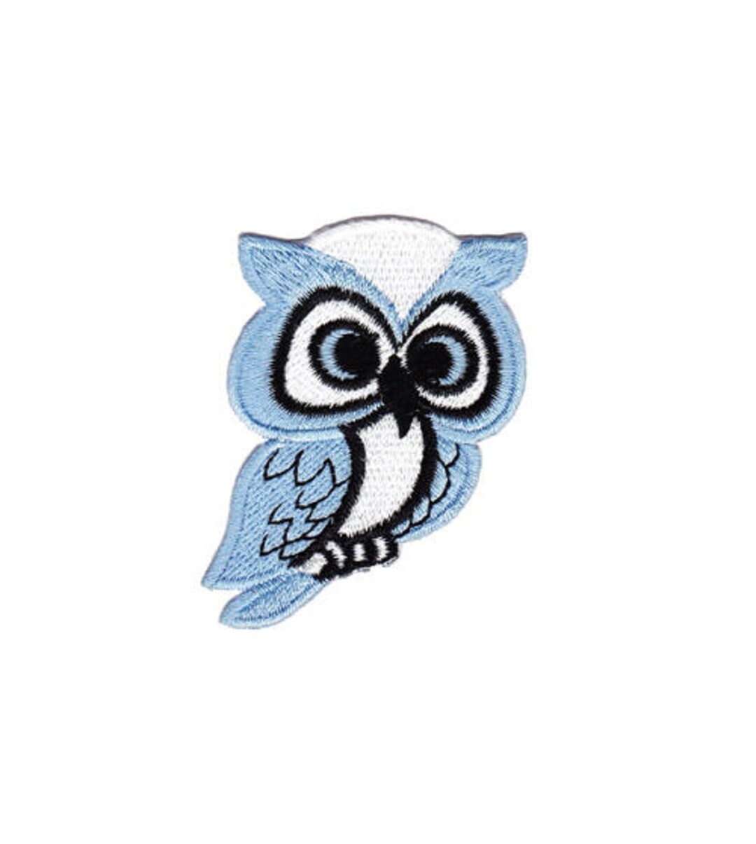 Ao45 Owl Eagle Owl Bird Blue Animal Sew-on Iron-on Application Patch ...