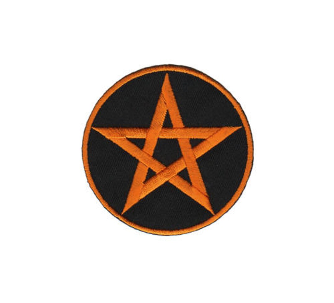 An68 Pentagram Orange Patch Badge Iron-on Applique Patch Size 6.9 X 6.9 ...