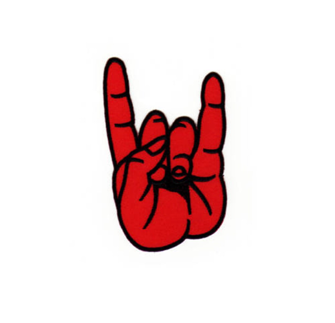 An02 Metal Hand Red Hand Sign Mano Cornuta Rock Biker Jacket Patch Iron ...