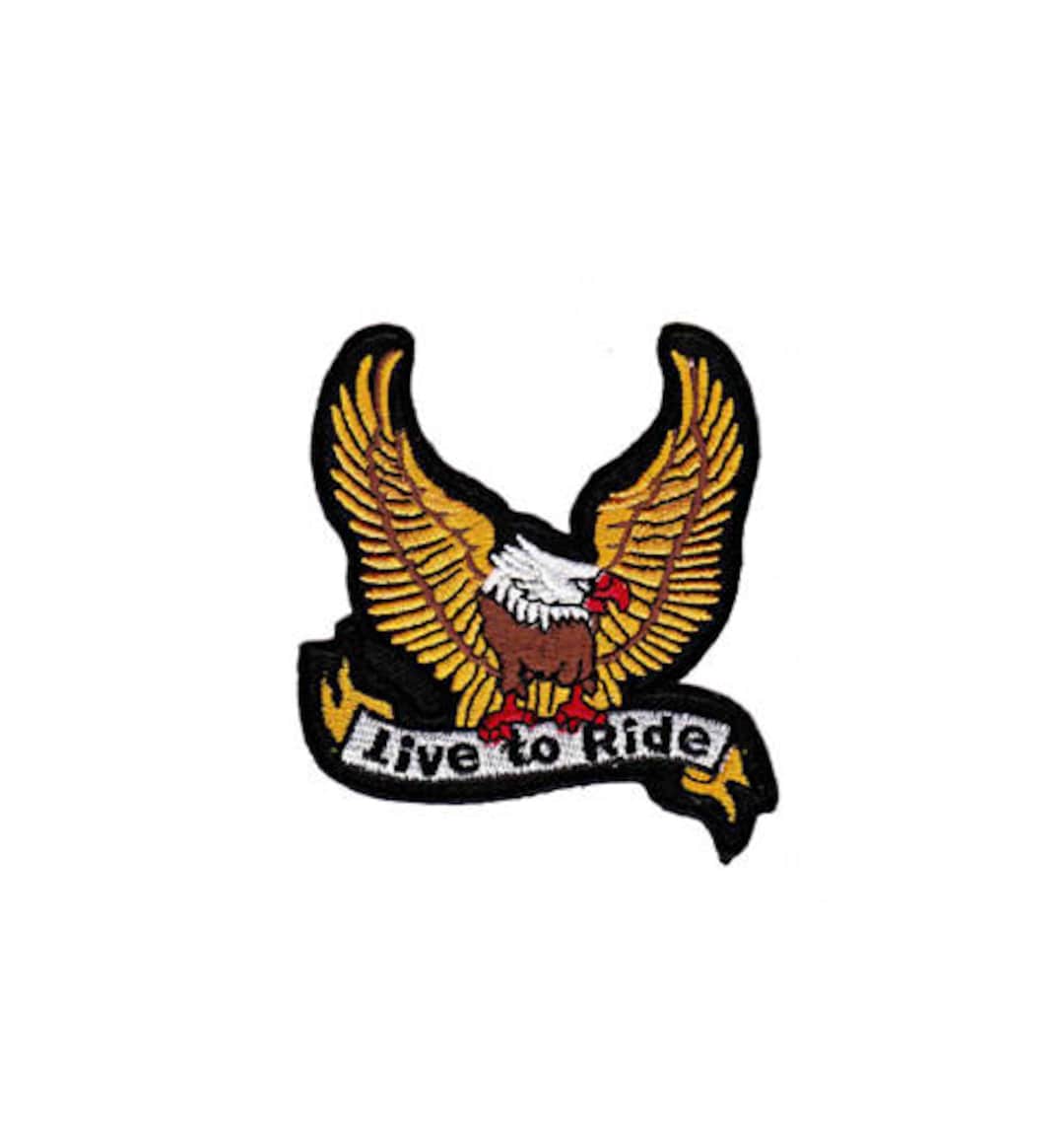 Bc03 Eagle Live to Ride Yellow Biker Motorcycle Cowl Patch Iron-on ...